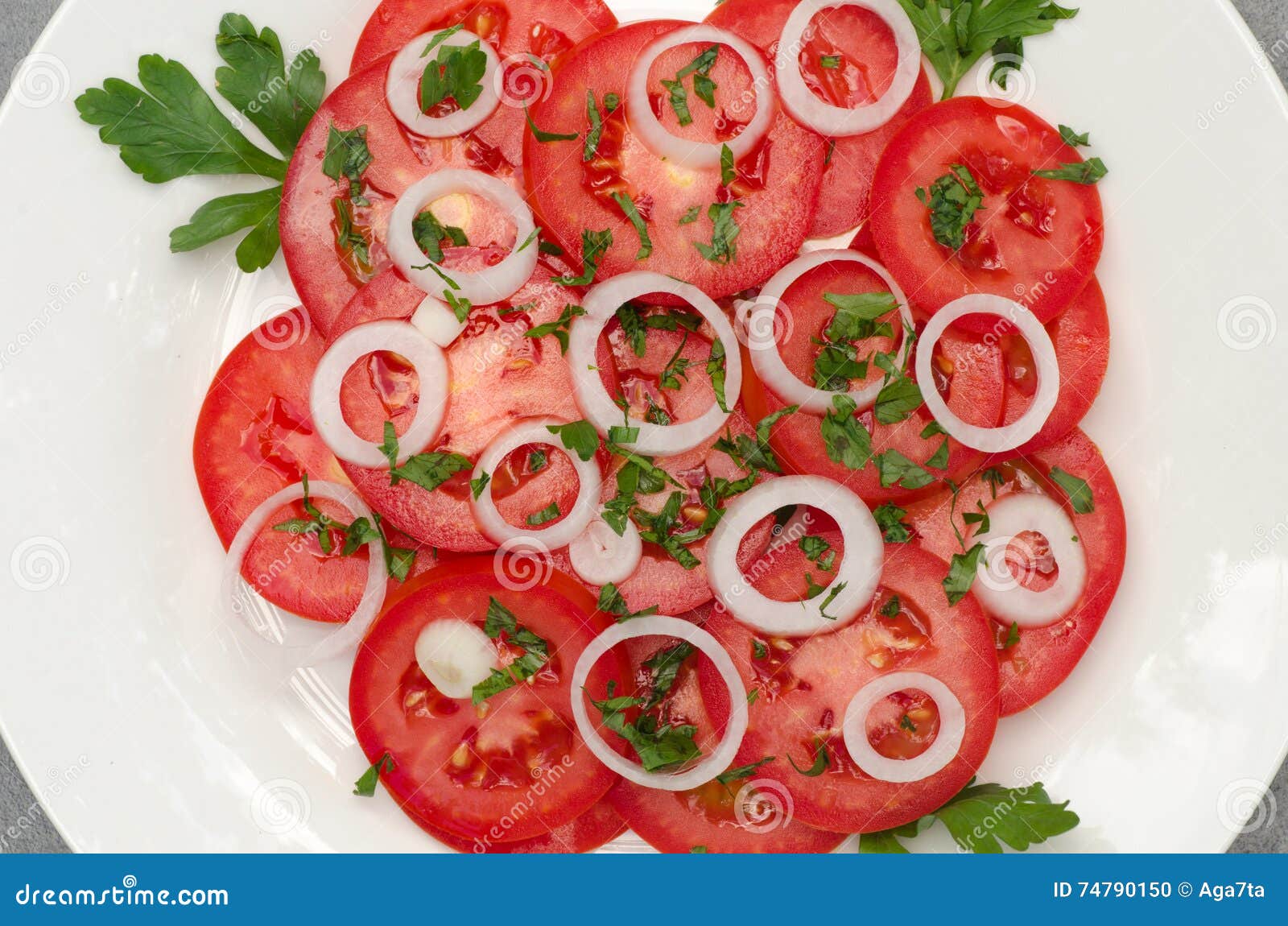 Timato and onion salad stock photo. Image of diet, organic - 74790150