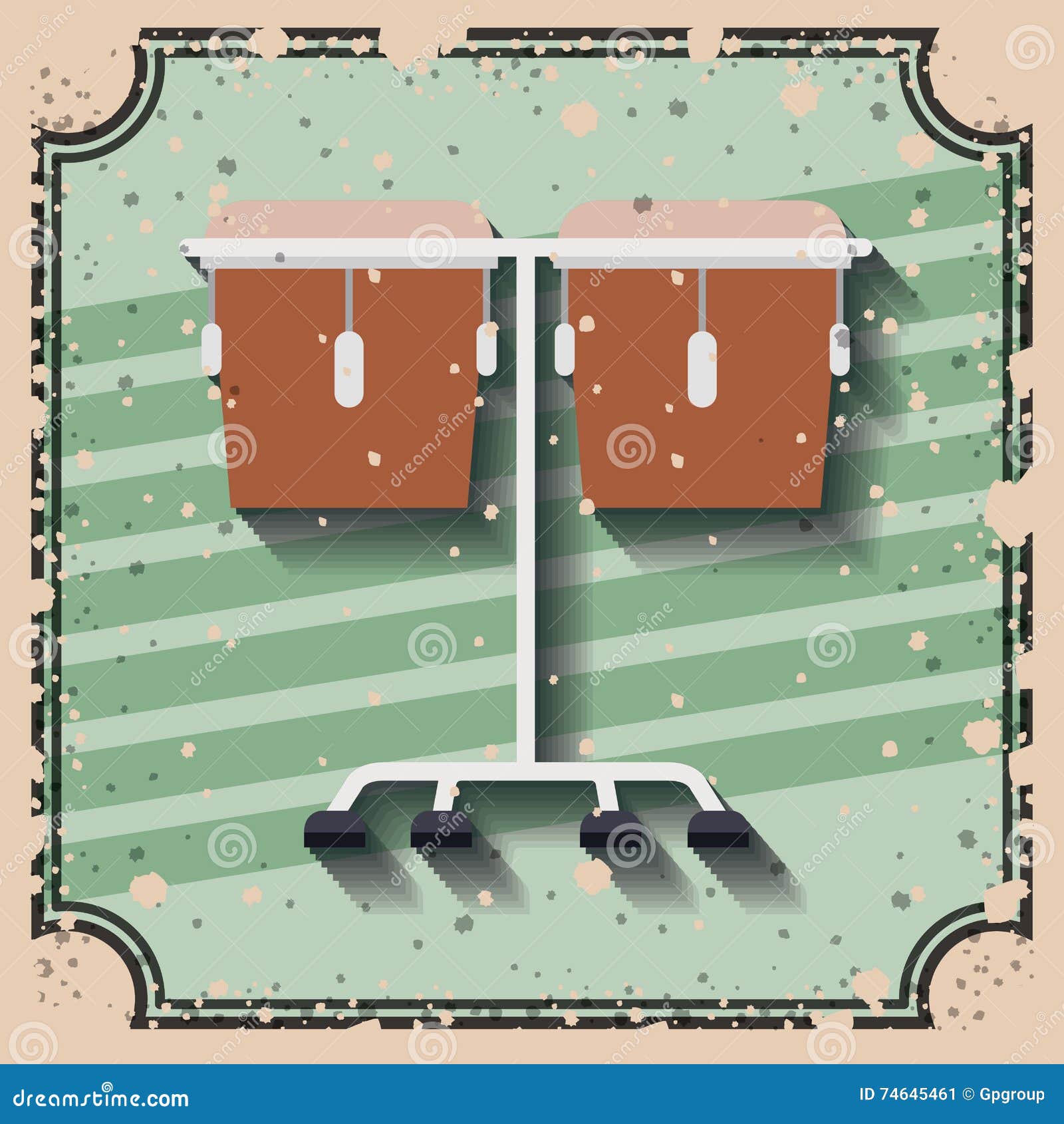 Timbal Instrument Over Retro Background Icon Design Stock Vector ...