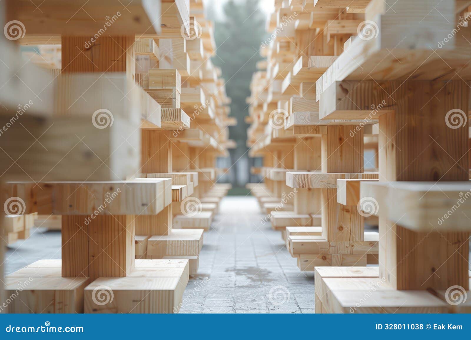 Timber Beam Construction Framework at Development Site, Meticulously ...