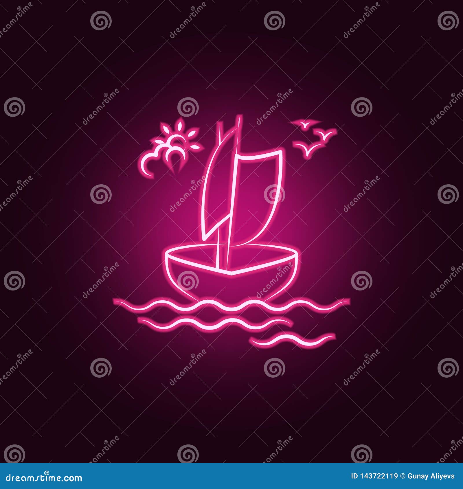 Timber Boat Neon Icon. Elements of Travel Set Stock Illustration ...