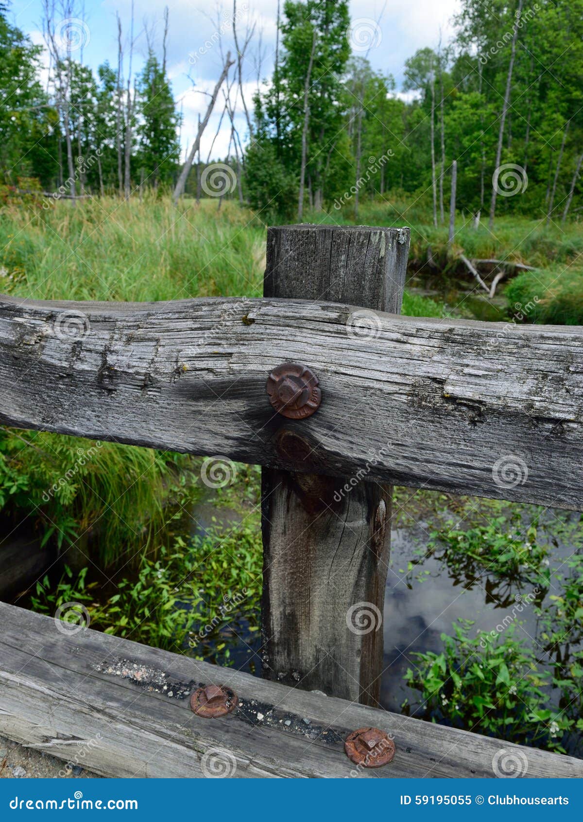 Timber Bridge over Stream stock image. Image of weathered - 59195055
