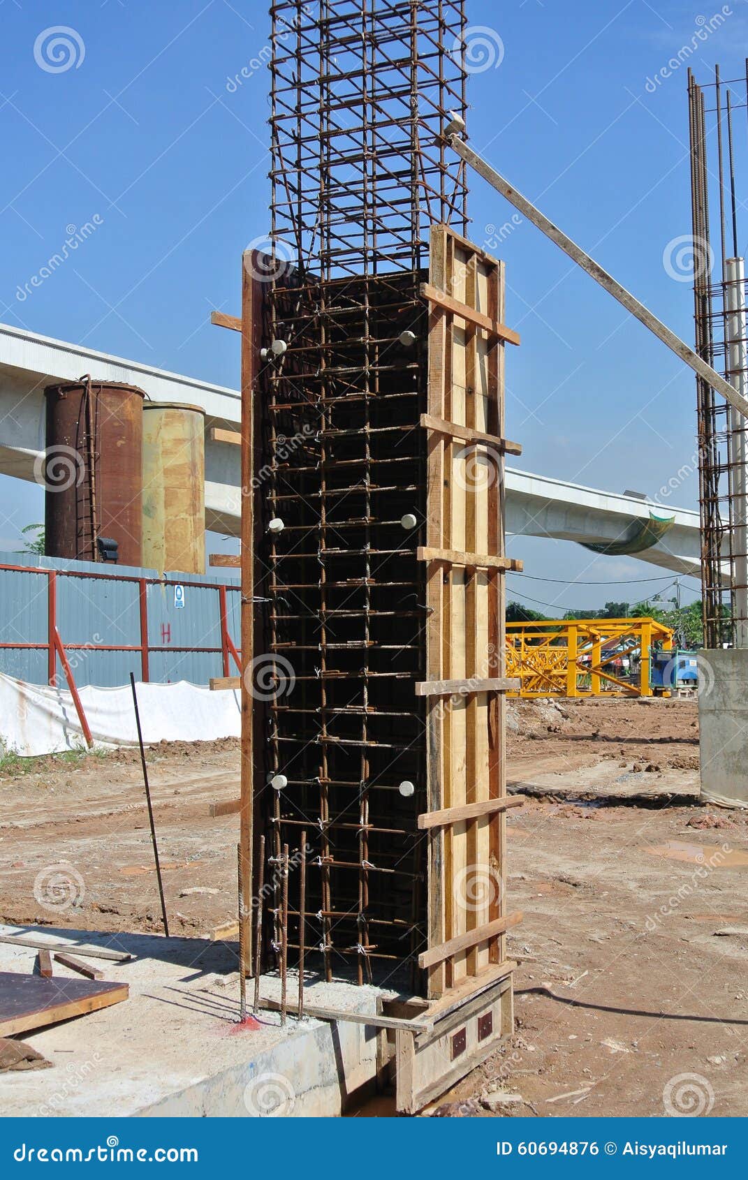 Timber Column Formwork Under Construction at the Construction Site ...