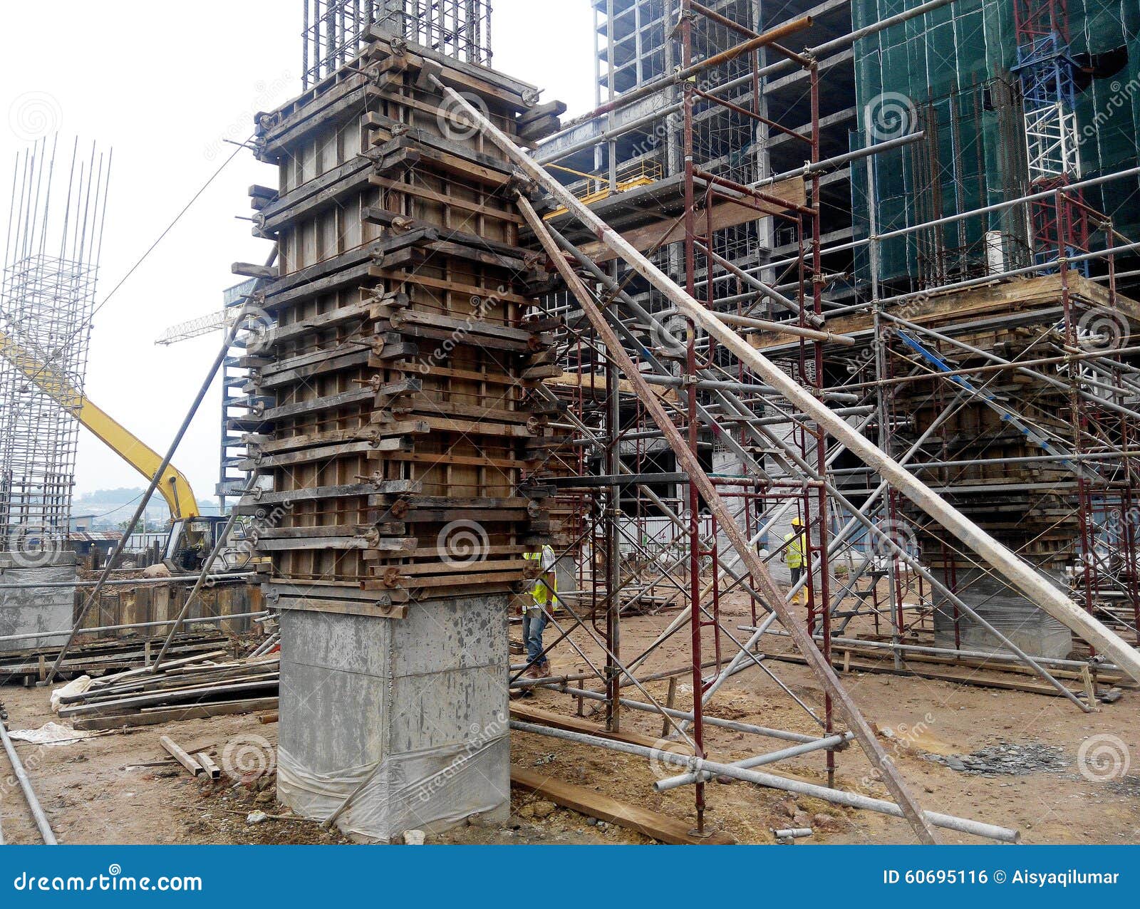 Timber Column Formwork Under Construction at the Construction Site ...