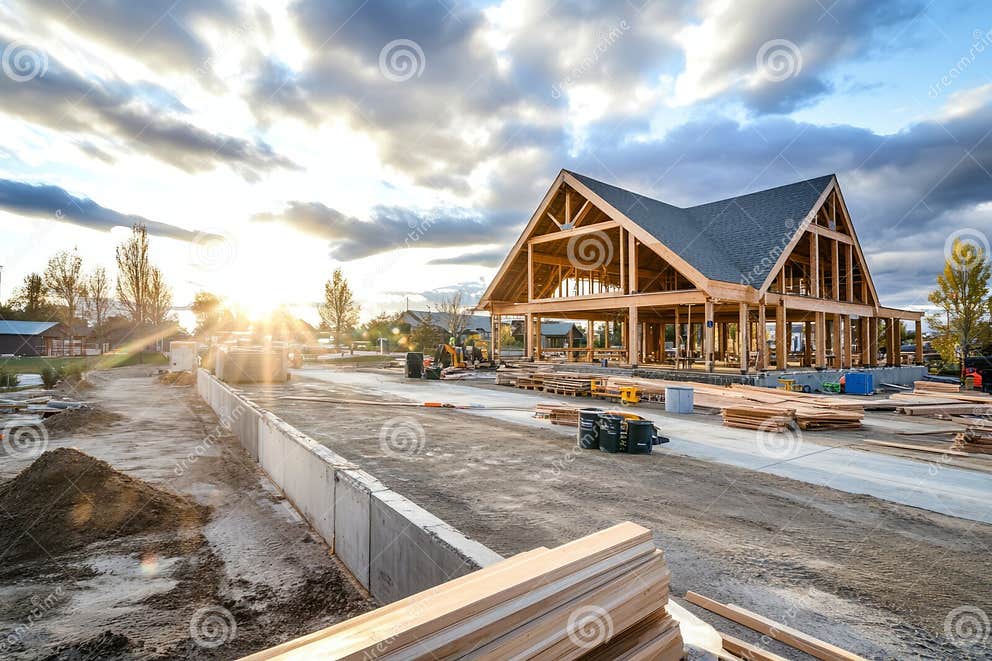 Timber Construction Projects Featuring Wooden Planks, Framework, and ...