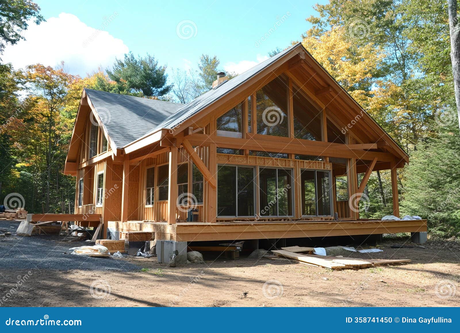 Timber Construction Projects Featuring Wooden Planks, Framework, and ...