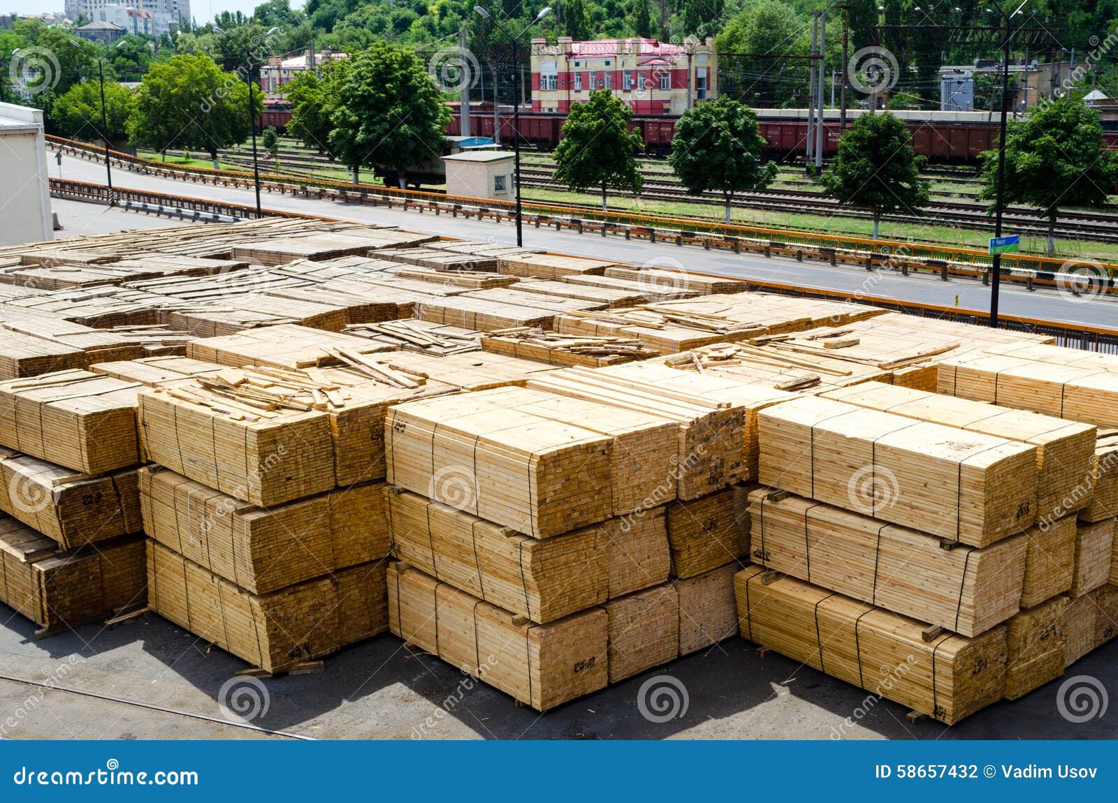 Timber on Construction Site Stock Photo - Image of store, equipment ...