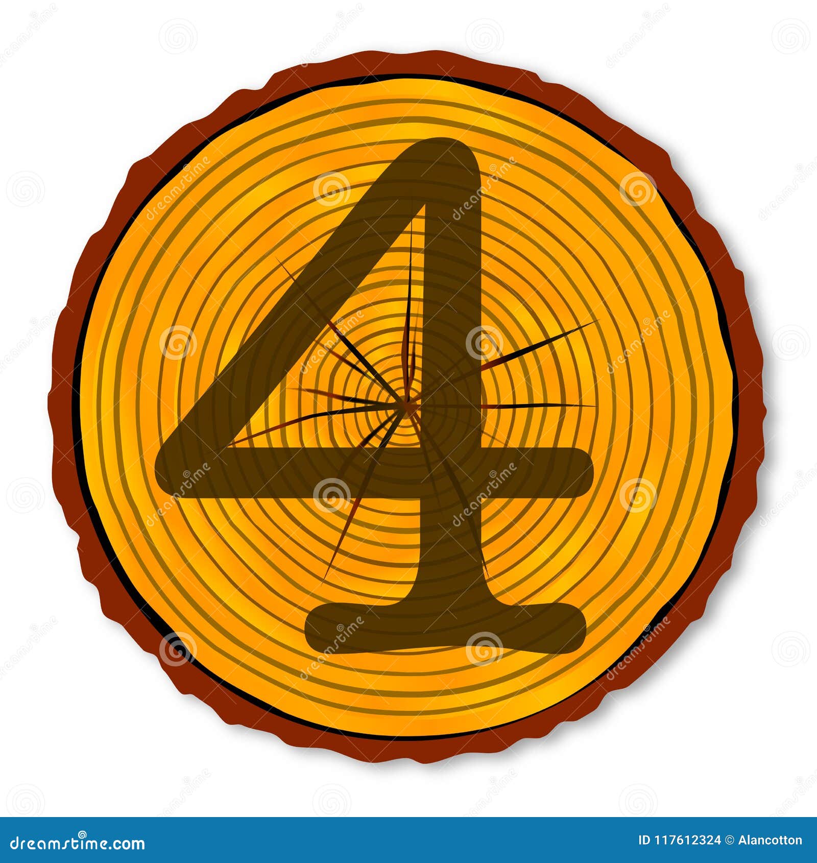 Number Four Log stock vector. Illustration of isolated - 117612324