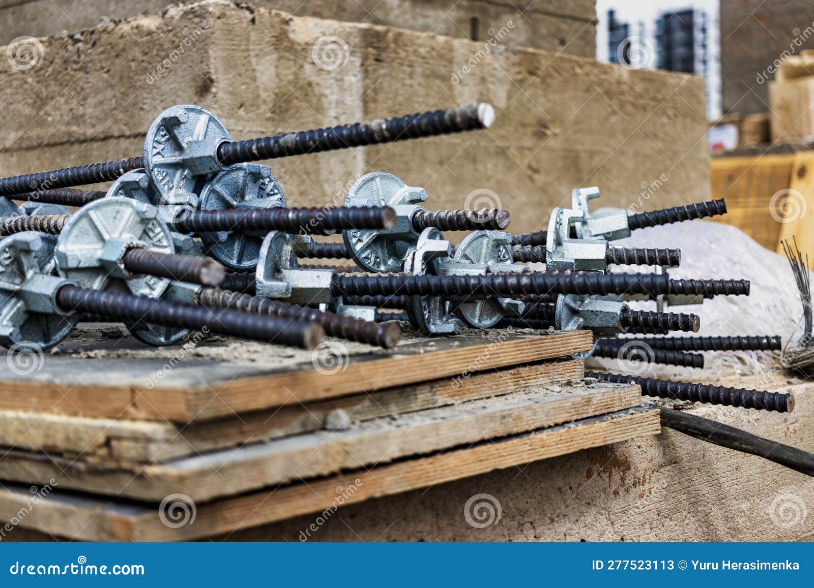 Timber Formwork Is Prepared For Pouring Concrete. The Metal Fittings ...