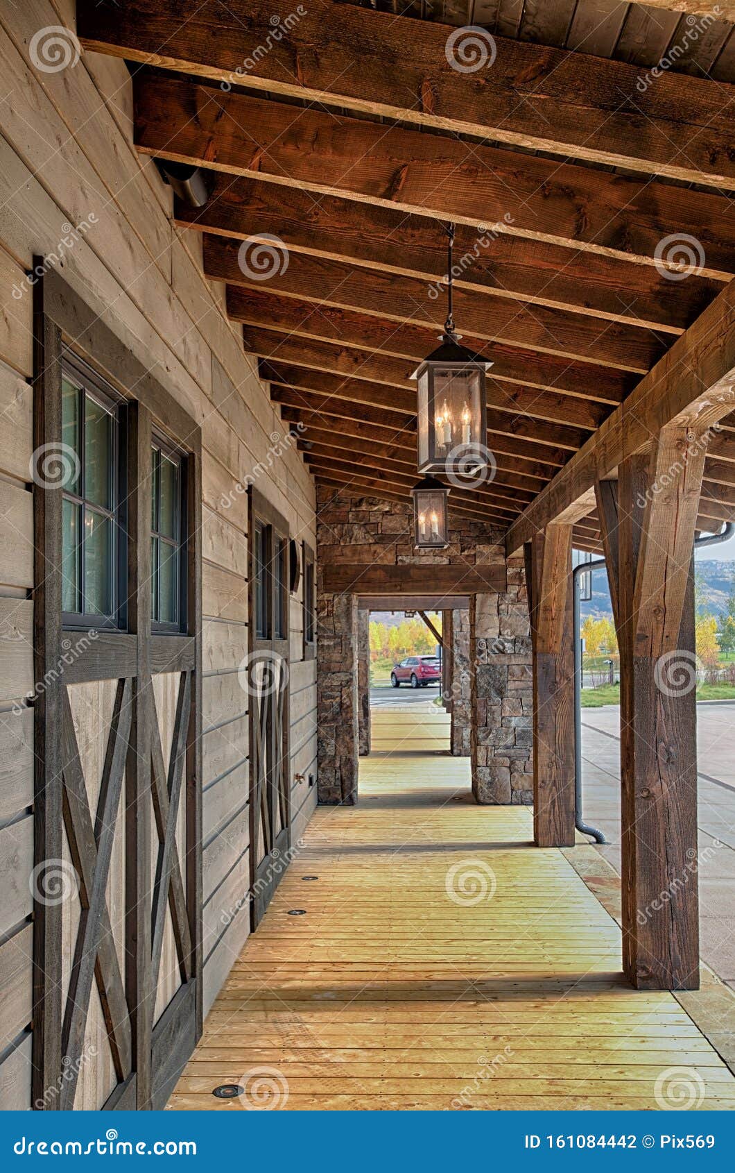 Rustic Style Post & Beam Constructed Building. Stock Photo - Image of ...