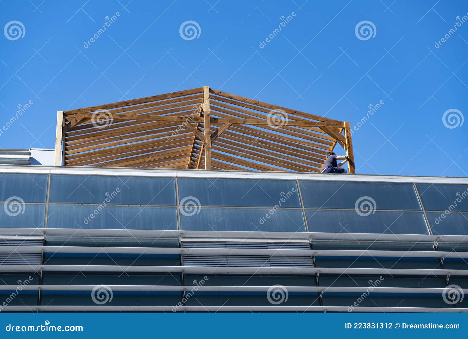 The Timber Frame of the Extension on the Roof of the Building. Stock ...