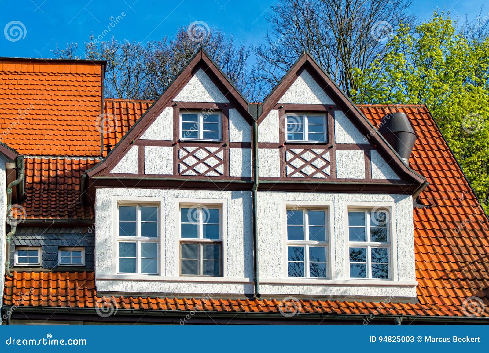 Timber-frame House with Old Wooden Windows Stock Image - Image of ...