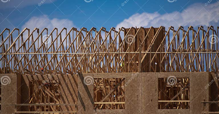 Timber Frame House with OSB Sheathing. Timber Frame House. Stock Image ...