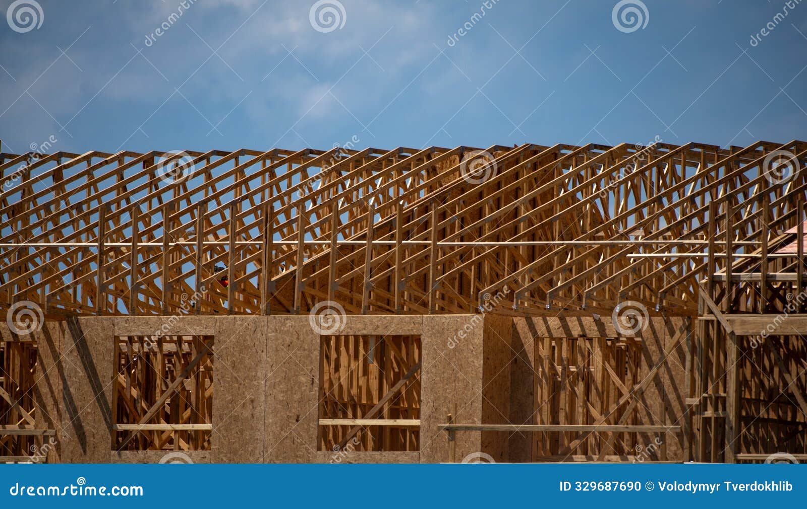 Timber Frame House with OSB Sheathing. Timber Frame House. Stock Photo ...
