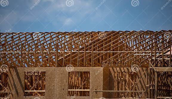 Timber Frame House with OSB Sheathing. Timber Frame House. Stock Photo ...