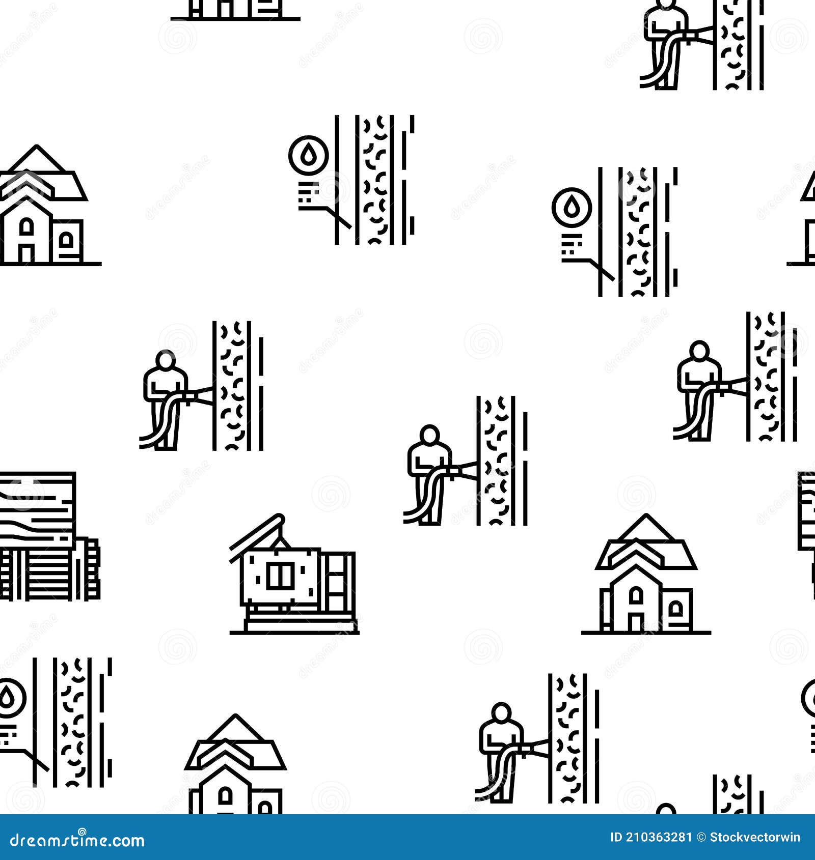 Timber Frame House Vector Seamless Pattern Stock Vector - Illustration ...