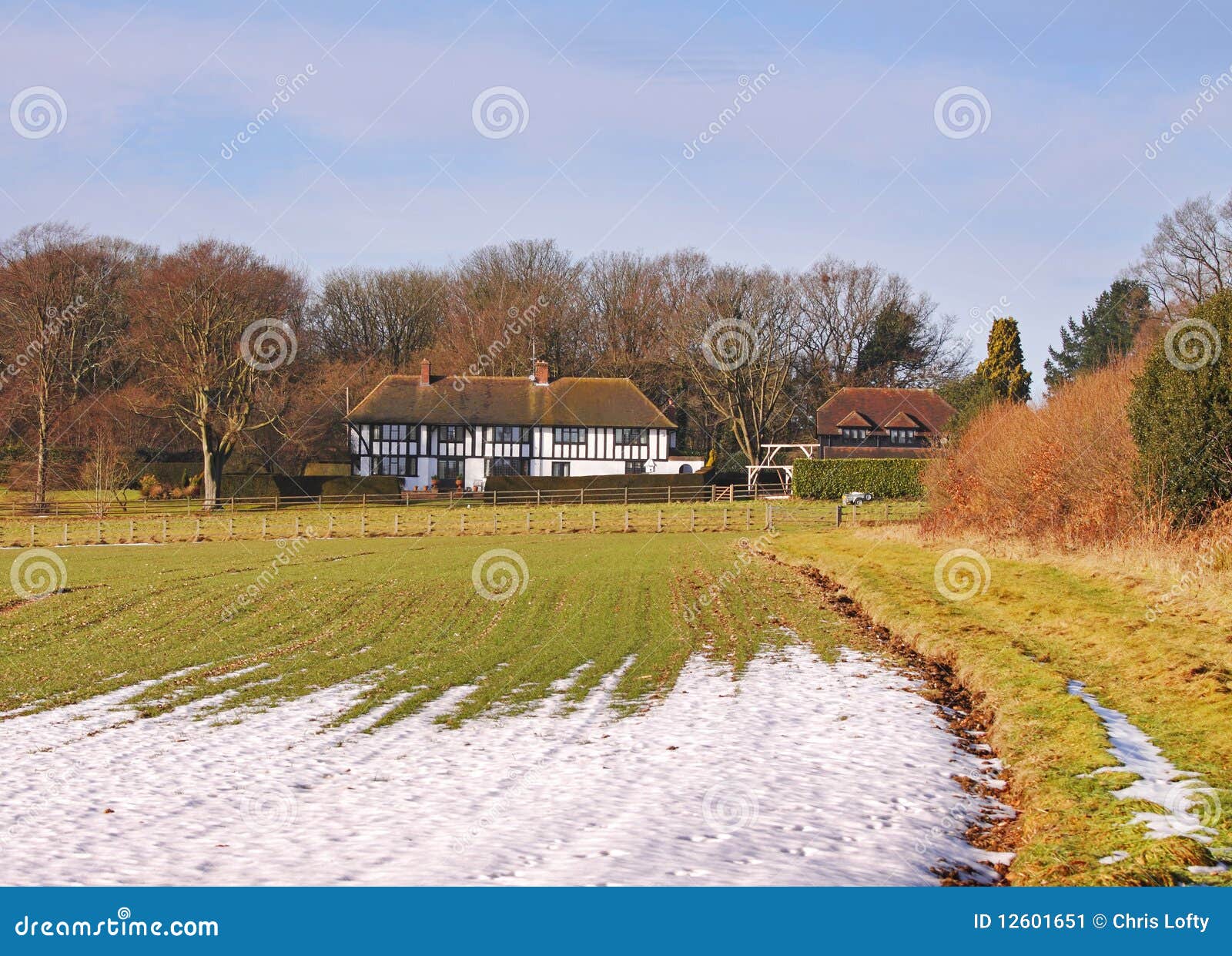 Timber Framed English Rural House Stock Image - Image of meadow, trees ...
