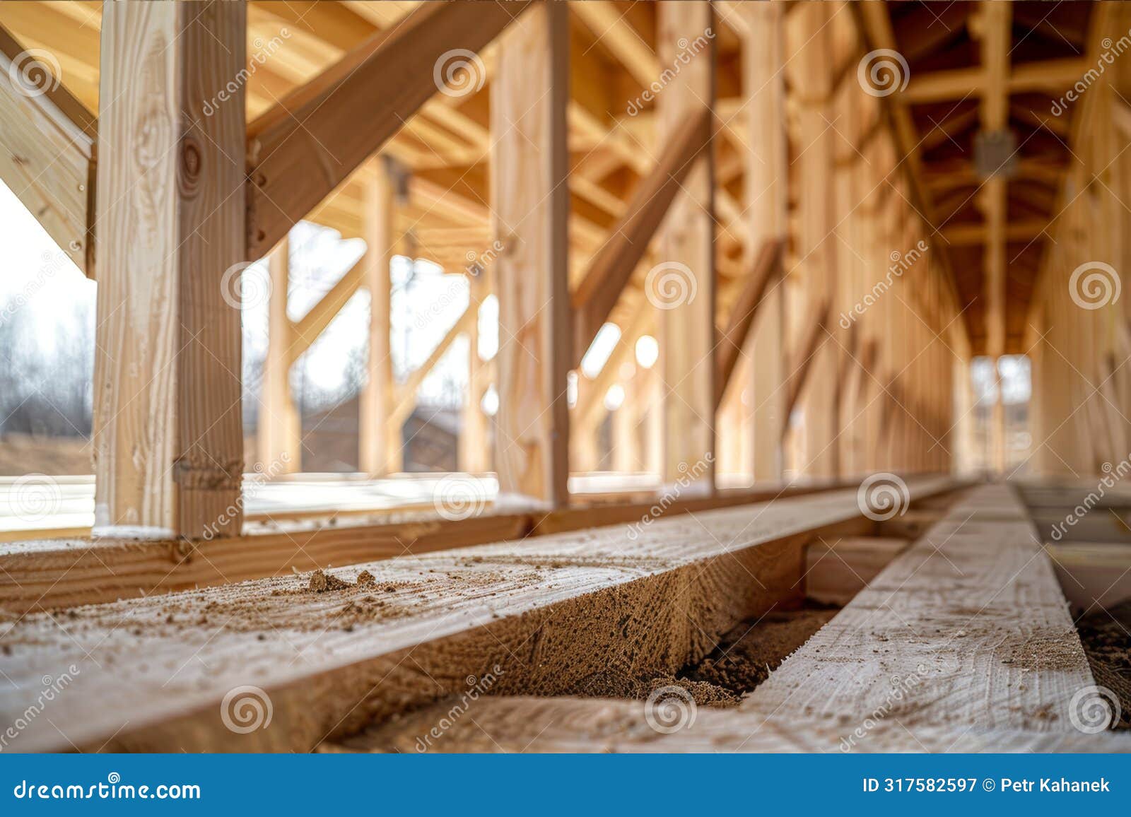 Timber Framework Construction Site for a New House, Clear Day. AI ...