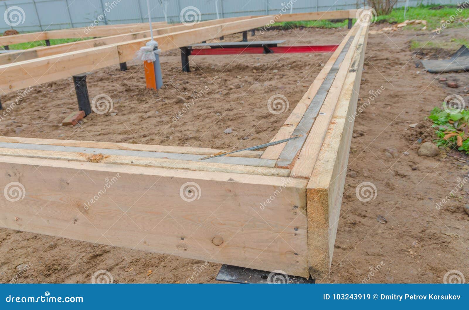 The Timber Framing of a House Under Construction on a Pile Found Stock ...