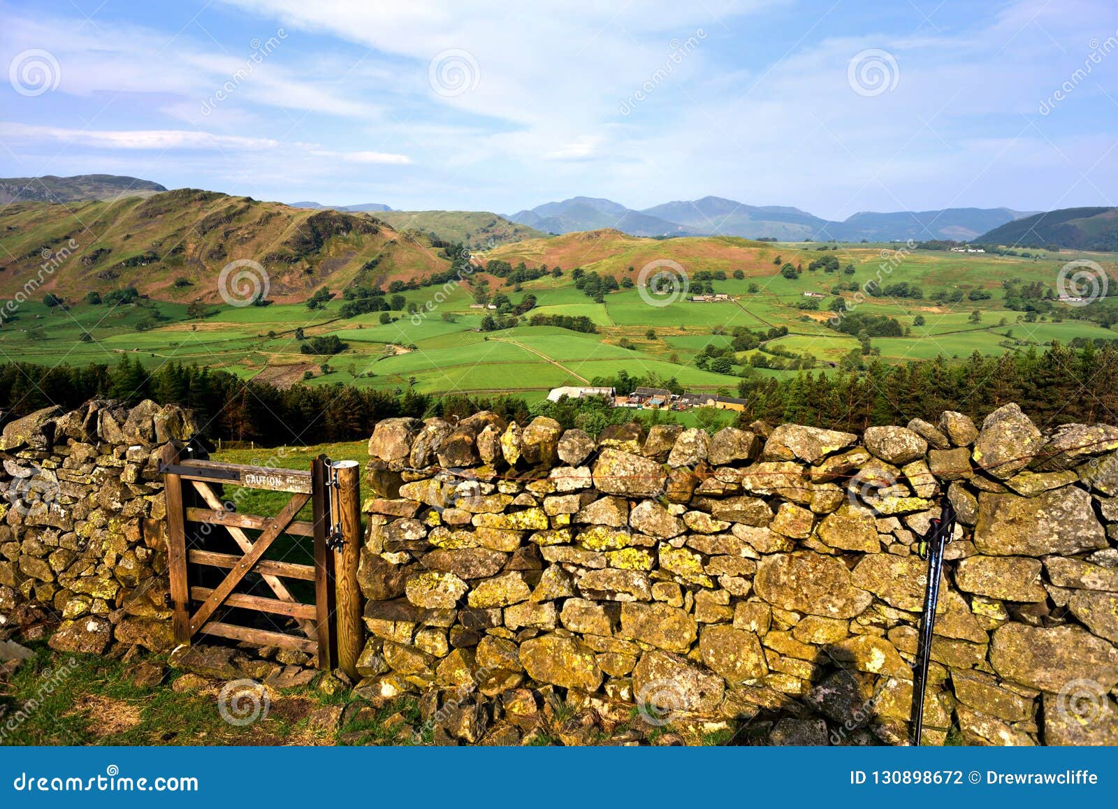Timber Gate in the Dry Stone Wall Stock Photo - Image of pike, park ...