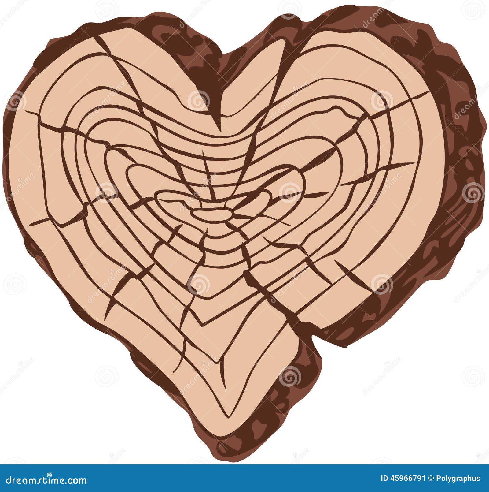 Timber heart stock vector. Illustration of cracked, brown - 45966791