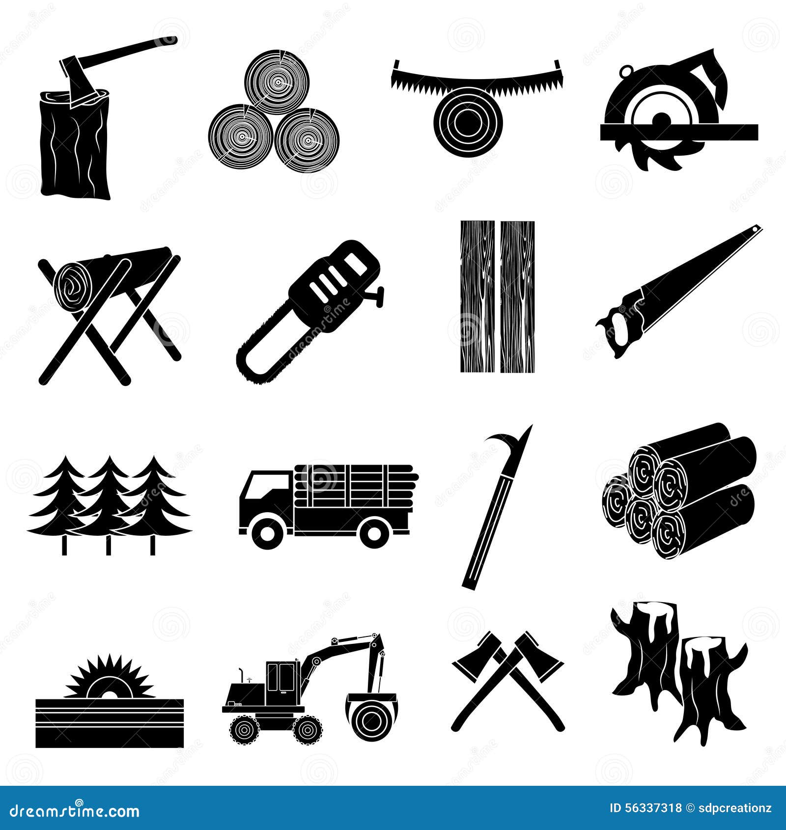 Timber icons set stock vector. Illustration of electric - 56337318