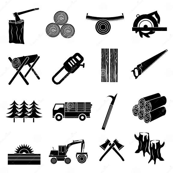 Timber icons set stock vector. Illustration of electric - 56337318