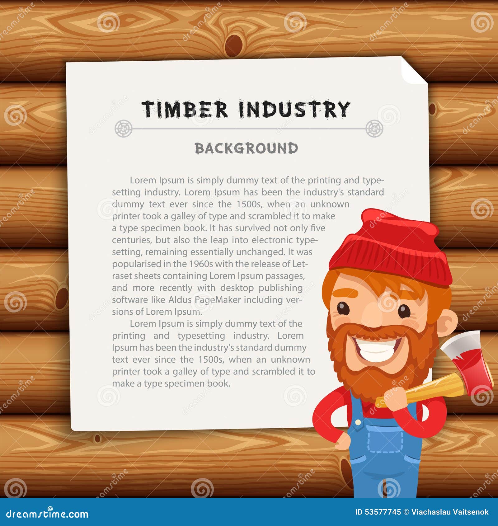 Timber Industry Background with Lumberjack Stock Vector - Illustration ...