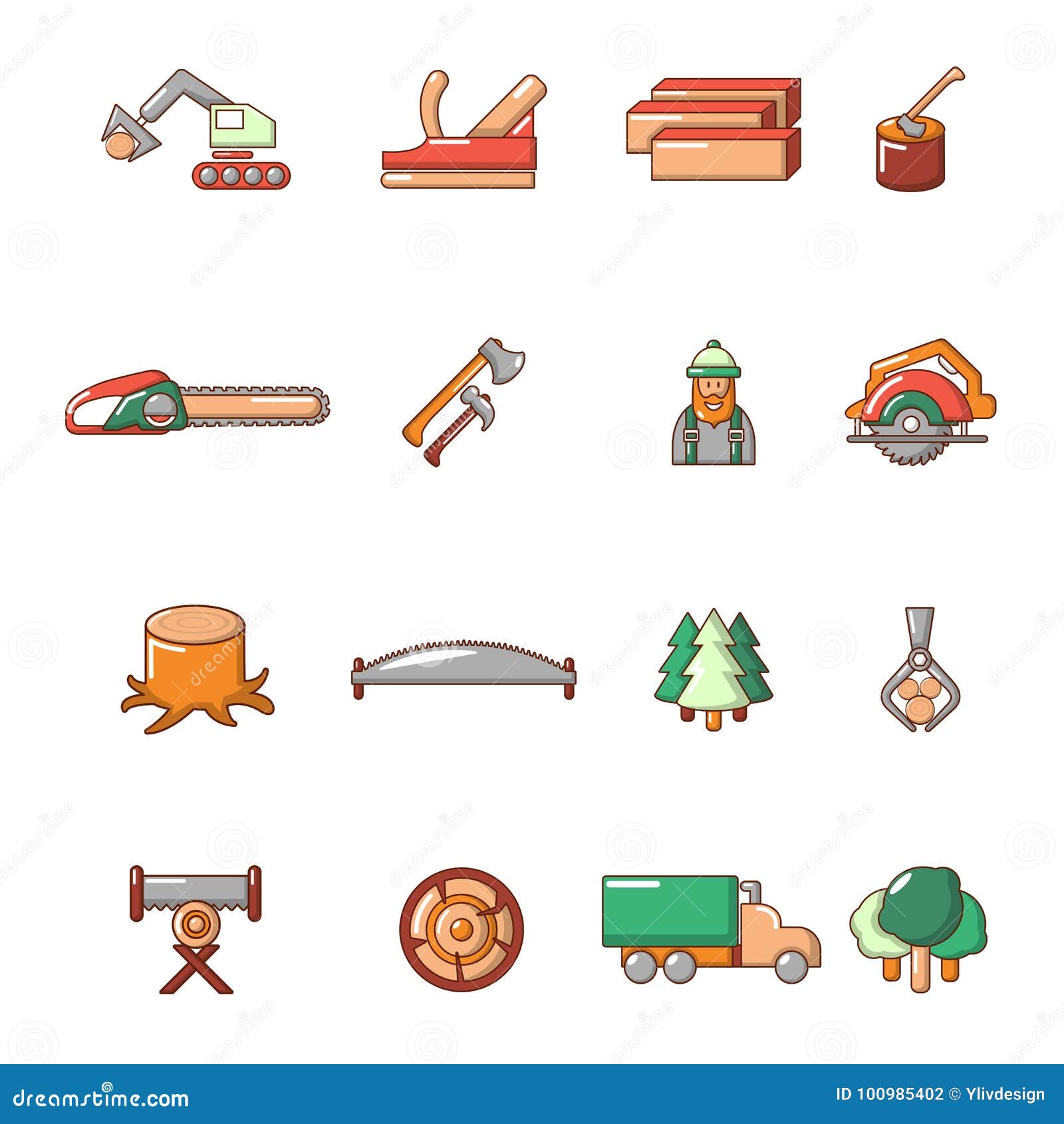 Timber Industry Icons Set, Cartoon Style Stock Vector - Illustration of ... Timber Industry Icons Set, Cartoon Style Stock Vector - Illustration of ...