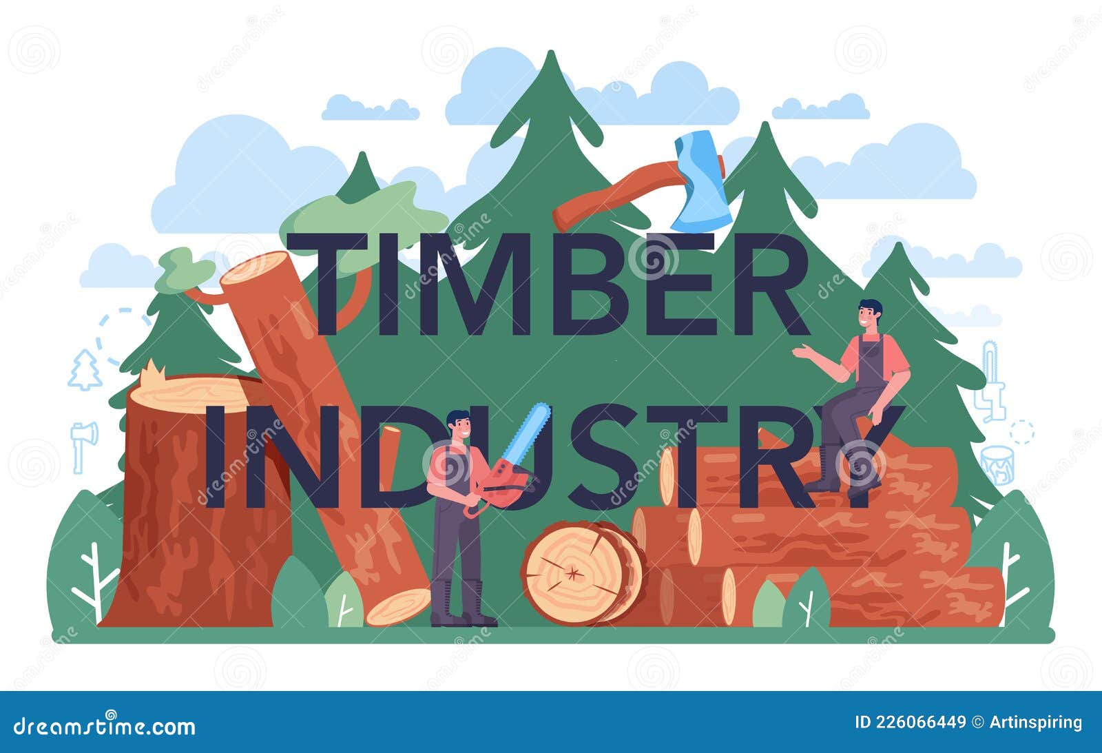 Timber Industry Typographic Header. Logging and Woodworking Stock ...