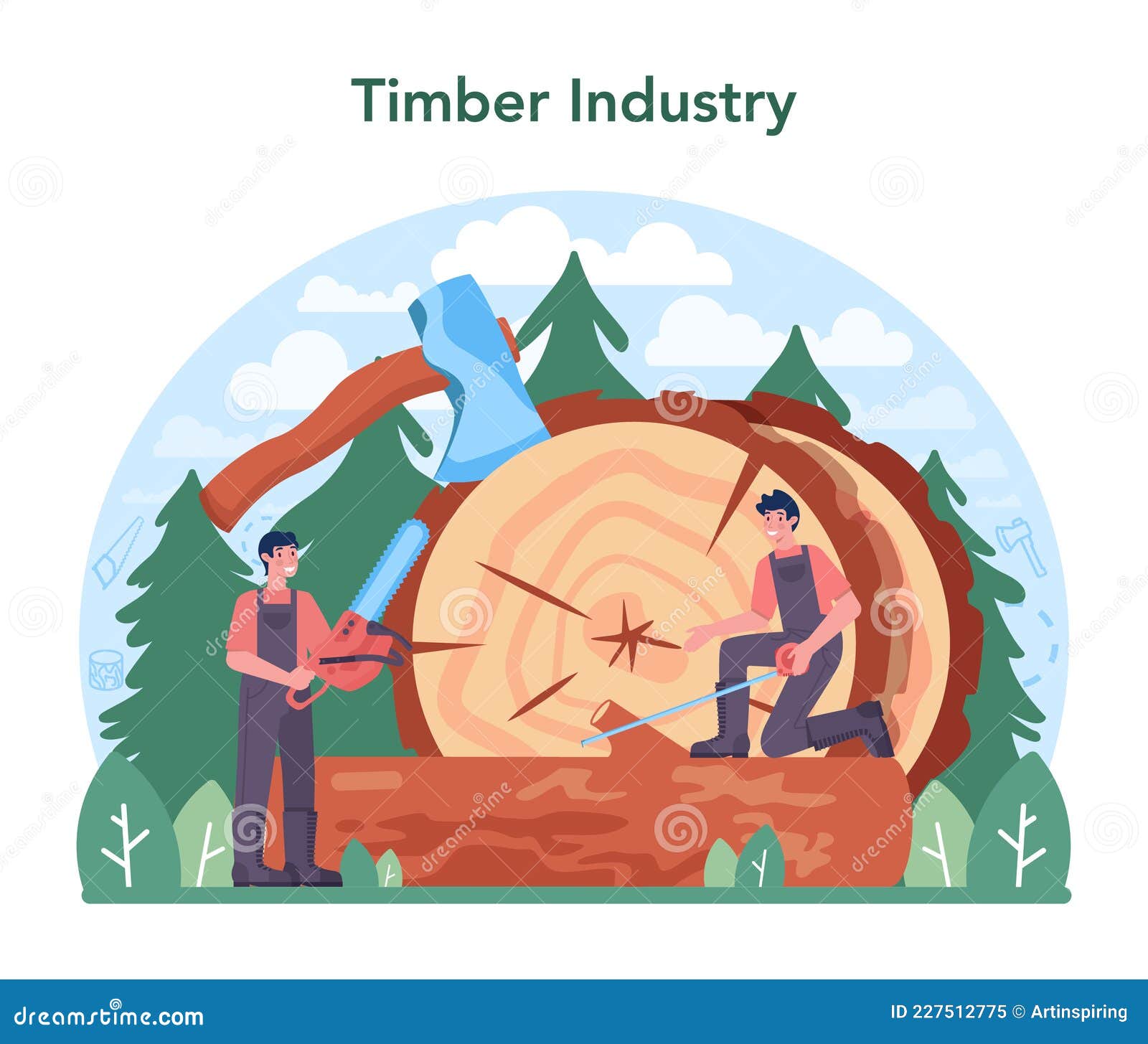 Timber Industry and Wood Production Concept. Logging Stock Vector ...