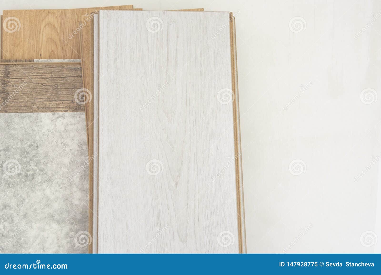 Timber, Laminate Flooring Propped on White Wall Stock Image - Image of ...