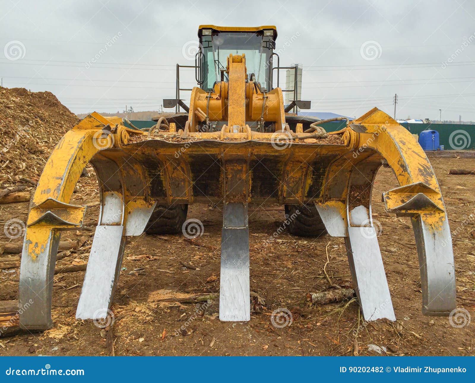 Timber Loader on the Loading Dock Closeup. Front View Stock Photo ...
