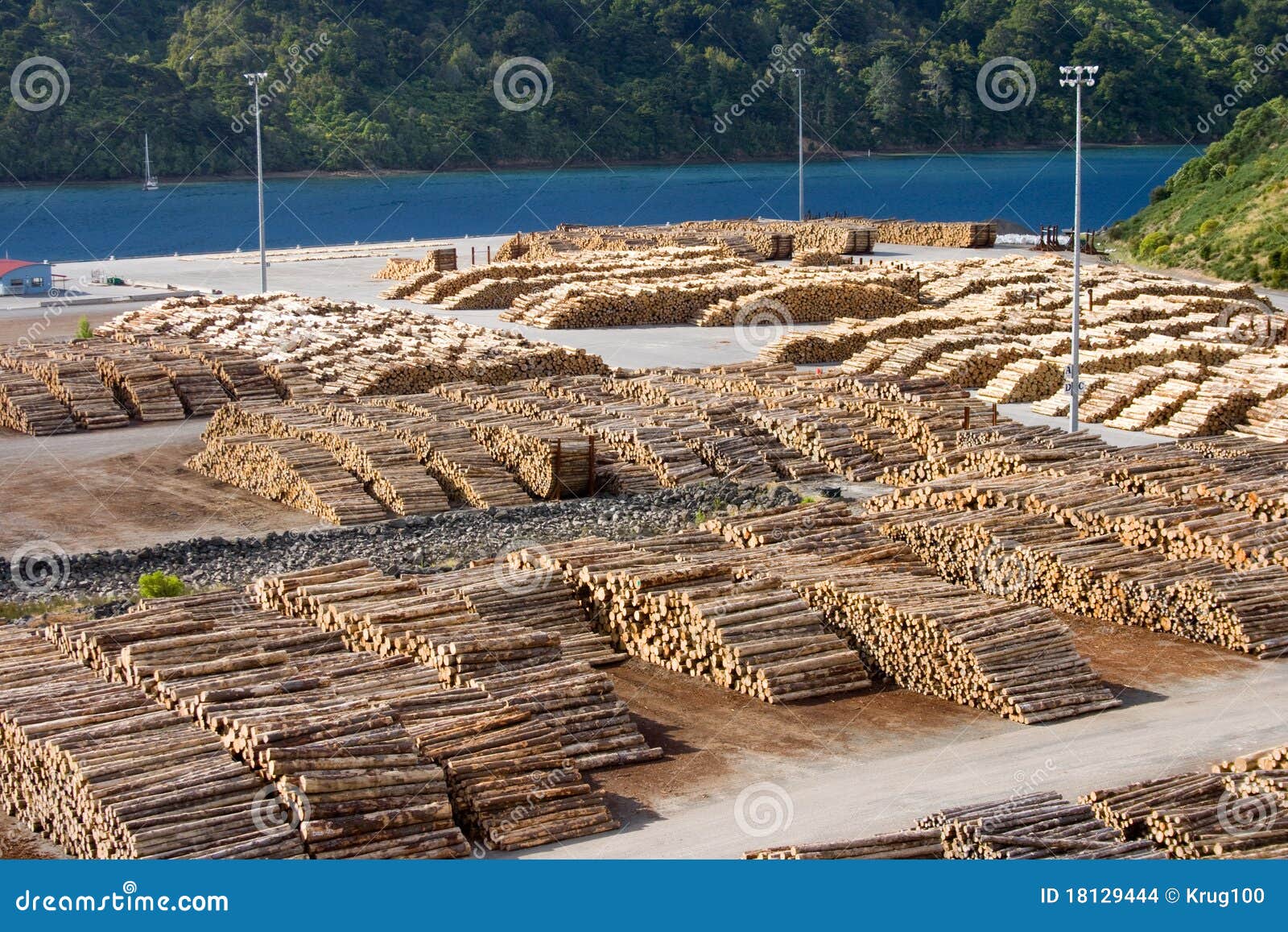 Timber logs on a pier stock photo. Image of industrial - 18129444