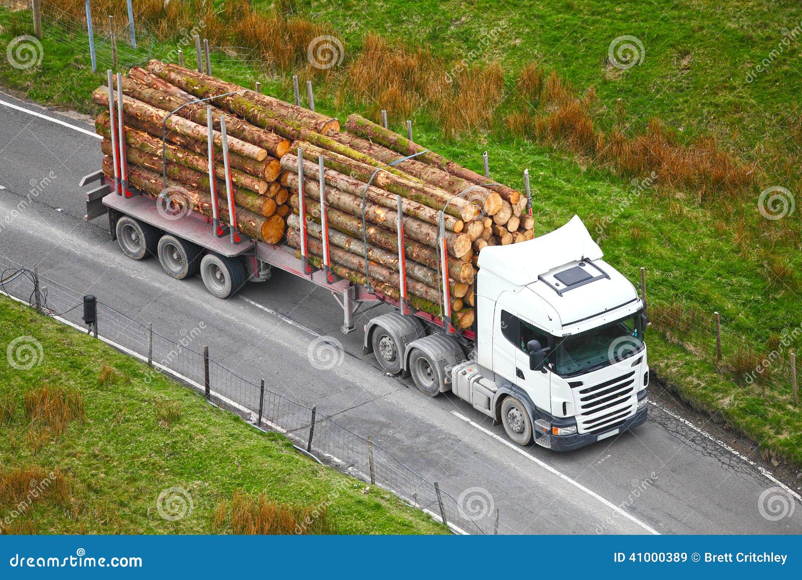 Timber Logs on Truck Trailer Stock Image - Image of transport, driving ...