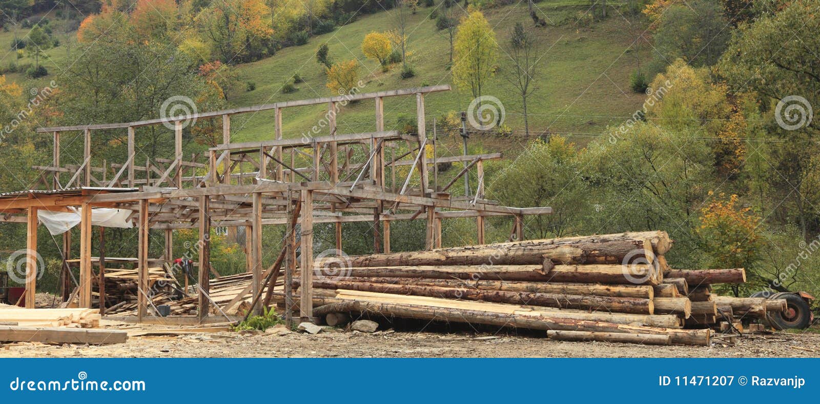 Timber production place stock image. Image of transylvania - 11471207