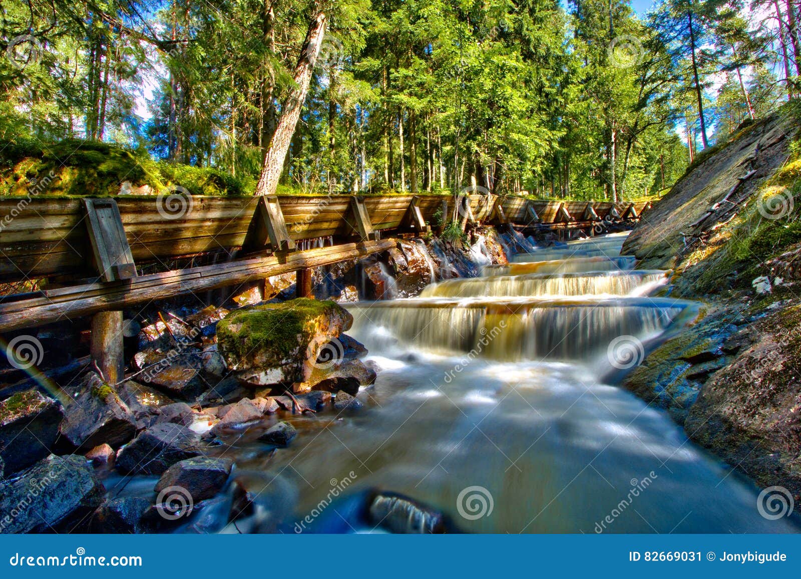 Timber Rafting Structure in Sweden Stock Image - Image of moss ...