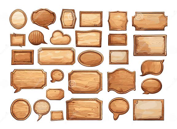 Timber Speech Balloons Cartoon Vector Collection. Square Rectangular ...