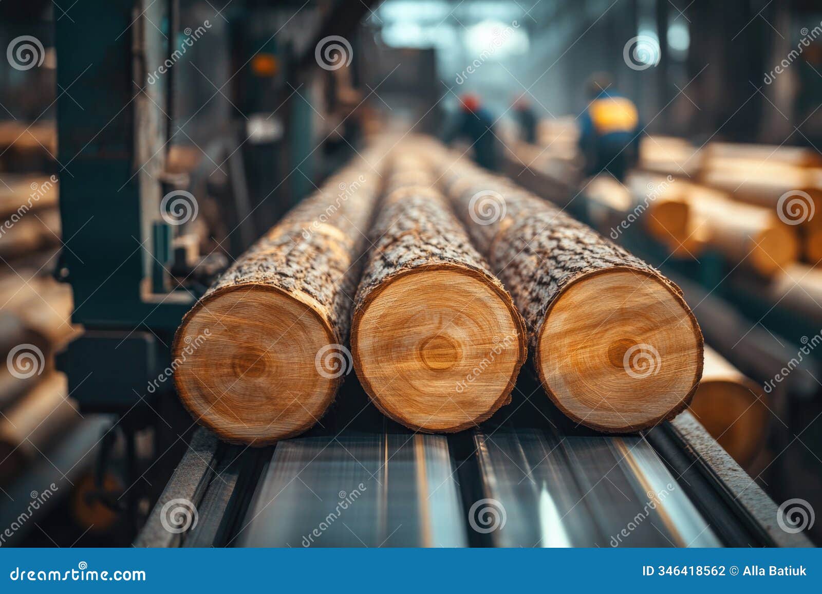 Timber Storage: Cut Trees Neatly Arranged in Sawmill, Showcasing ...