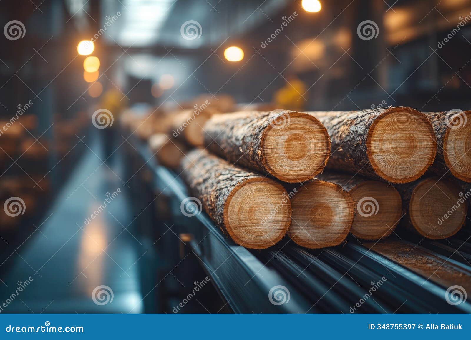 Timber Storage: Cut Trees Neatly Arranged in Sawmill, Showcasing ...