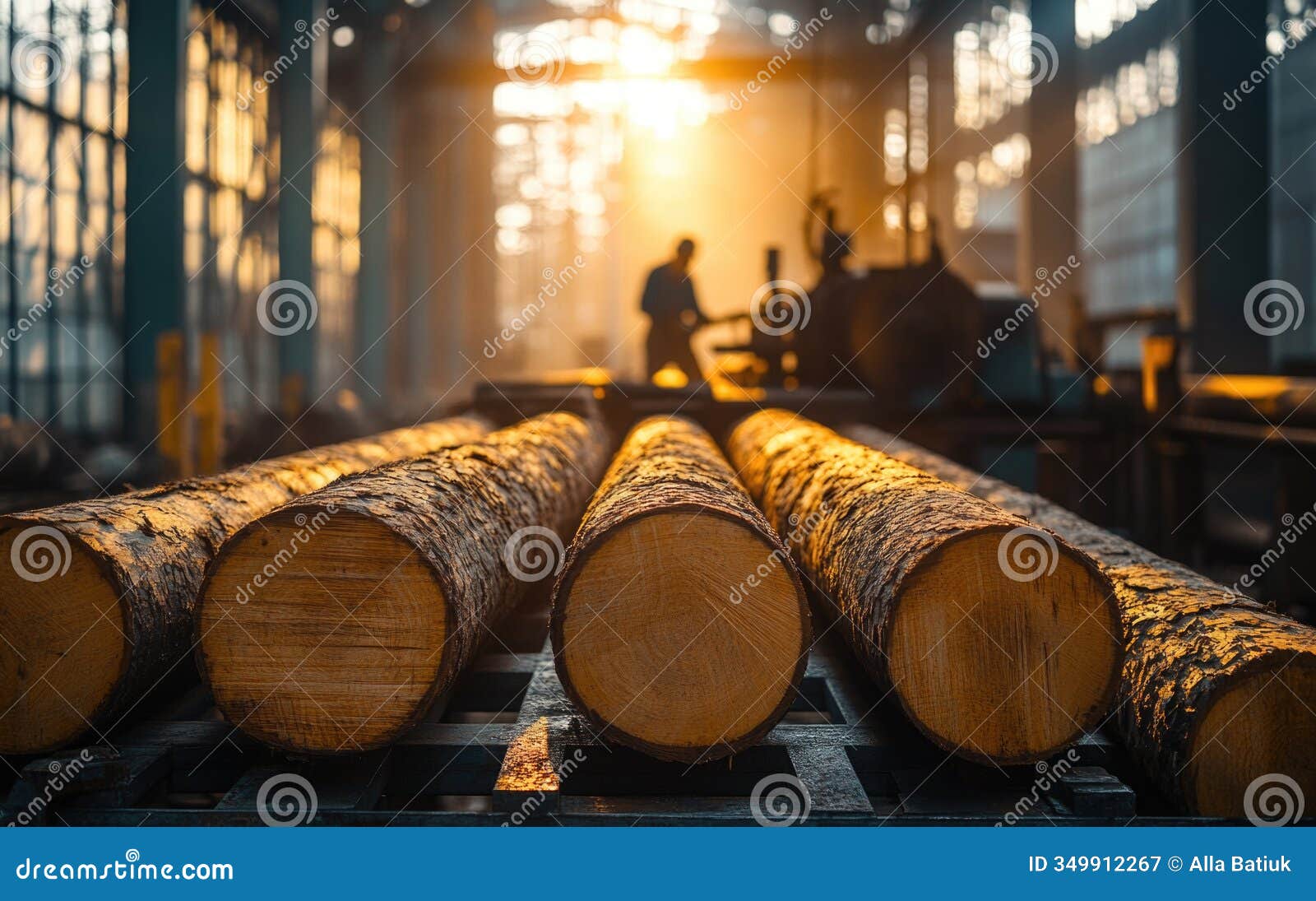 Timber Storage: Cut Trees Neatly Arranged in Sawmill, Showcasing ...