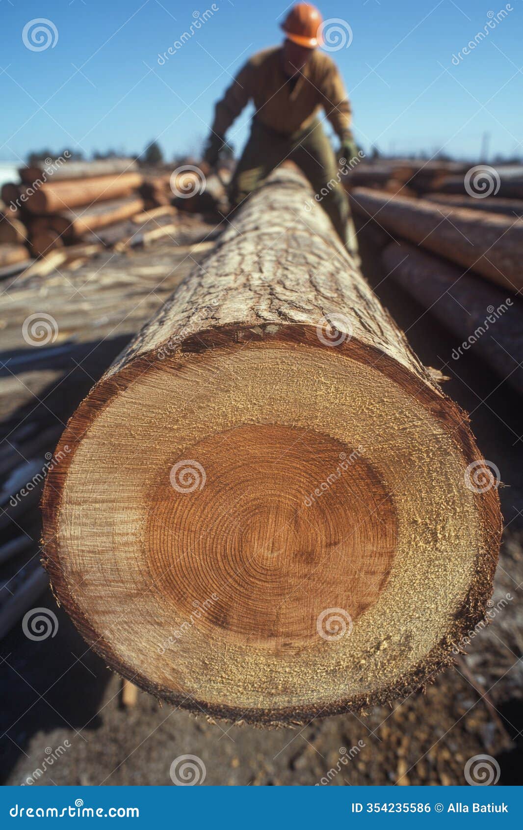 Timber Storage: Cut Trees Neatly Arranged in Sawmill, Showcasing ...
