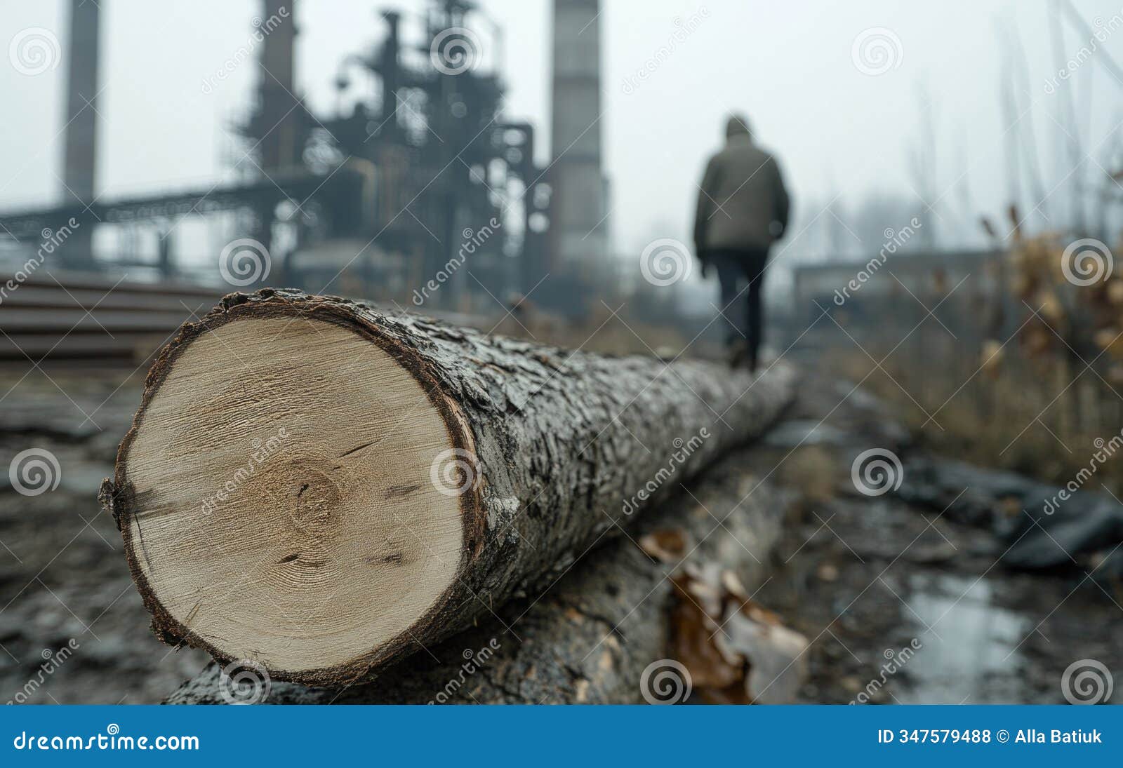 Timber Storage: Cut Trees Neatly Arranged in Sawmill, Showcasing ...