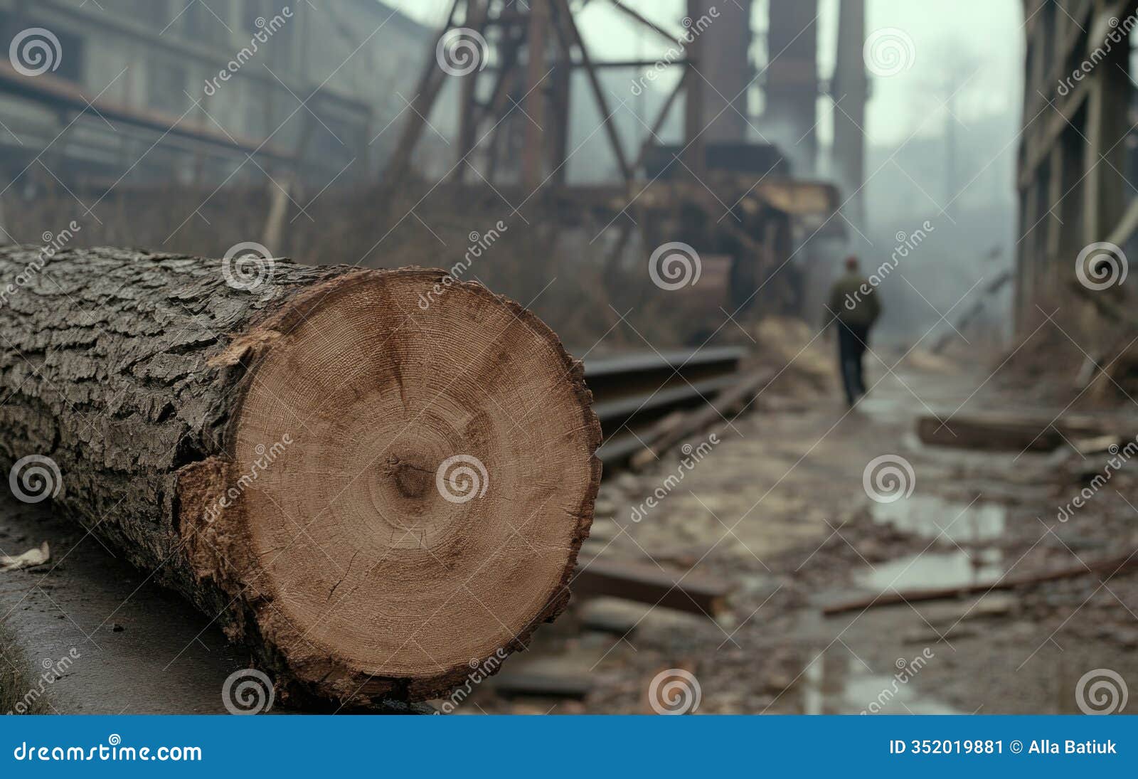 Timber Storage: Cut Trees Neatly Arranged in Sawmill, Showcasing ...