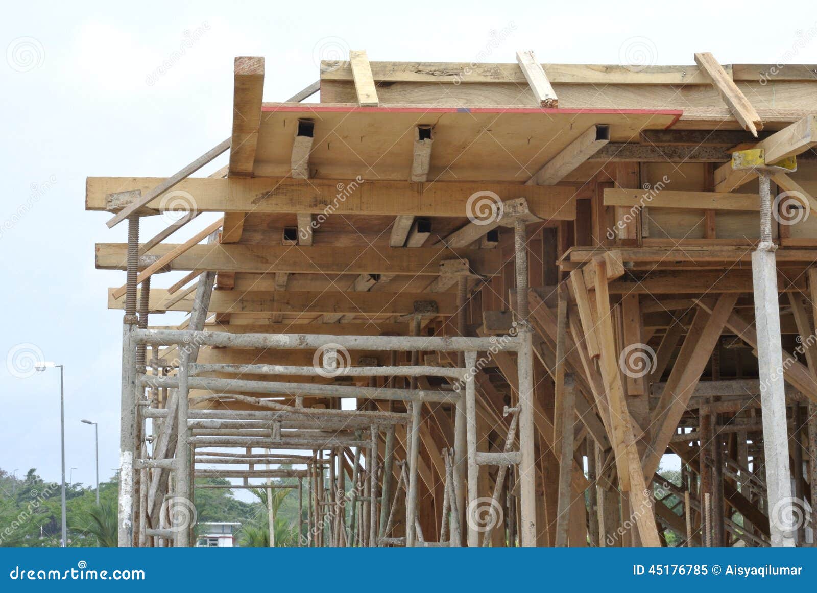 Timber Support for Timber Beam Formwork Stock Image - Image of basement ...