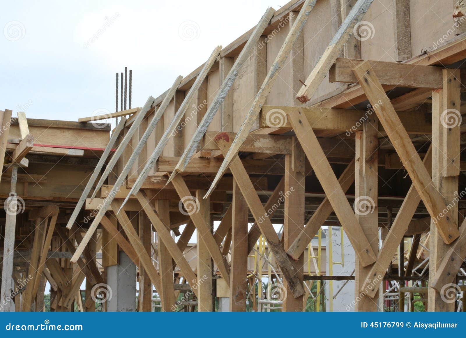 Timber Support for Timber Beam Formwork Stock Image - Image of iron ...