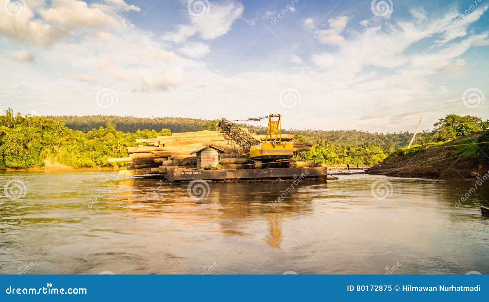 Timber Loaded into the Raft in the River Stock Image - Image of natural ...