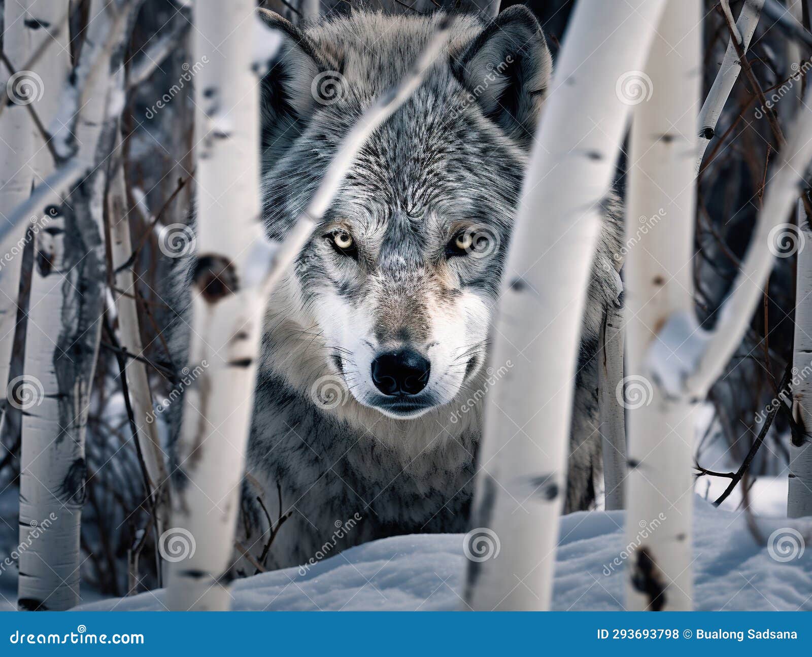 Timber wolf stock illustration. Illustration of birch - 293693798