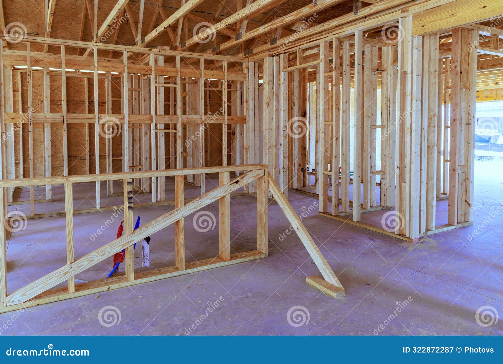 Timber Wood Stick Frames Framing Beams during Construction of a New ...