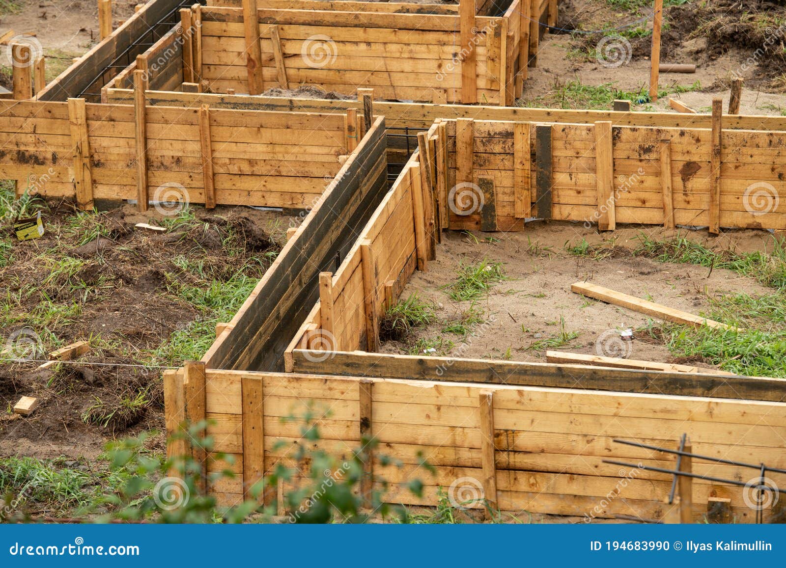 Timbering Ground Work for New Foundation Stock Photo - Image of ground ...
