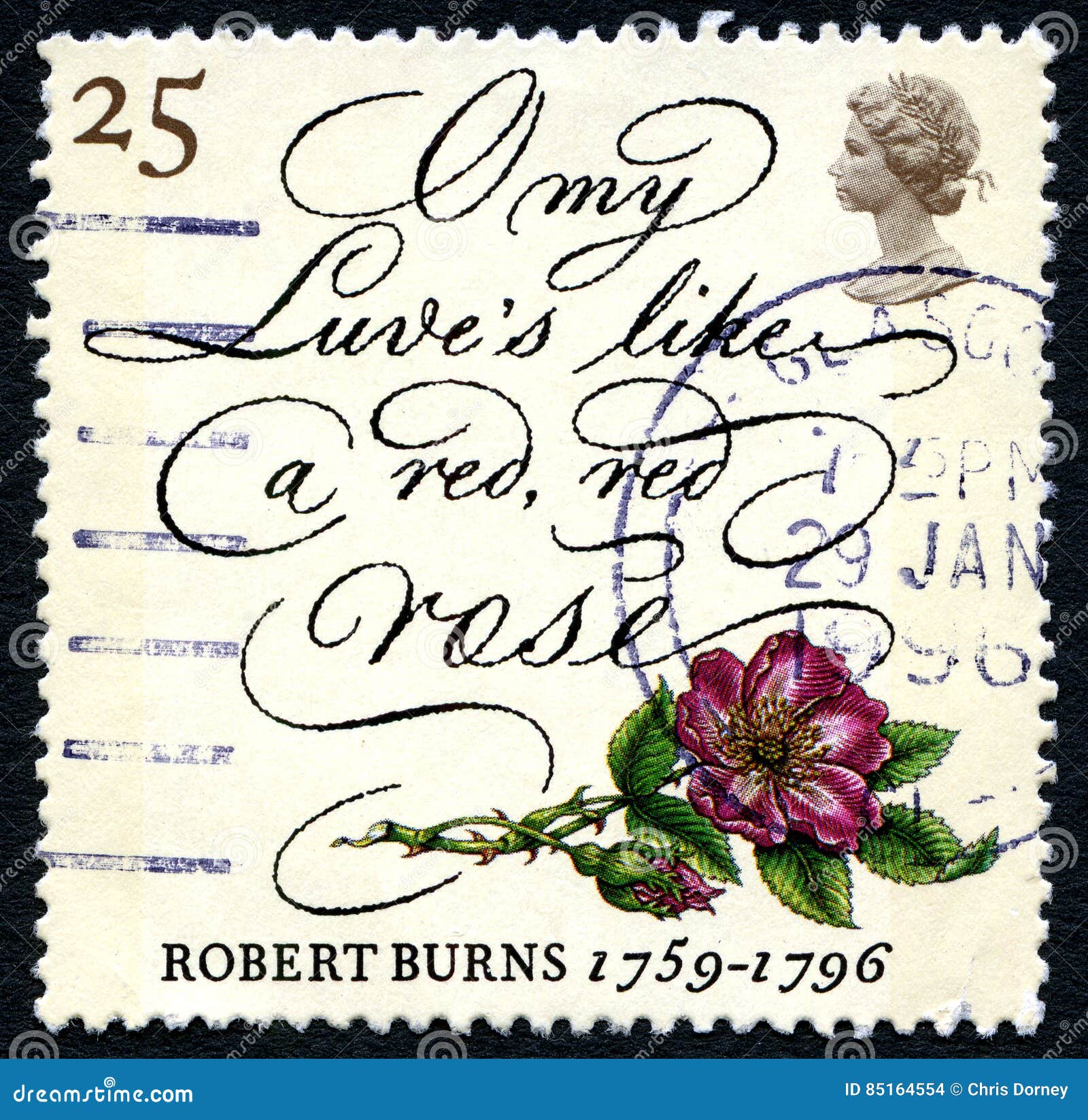 Timbre-poste BRITANNIQUE De Robert Burns Poem Image stock éditorial ...